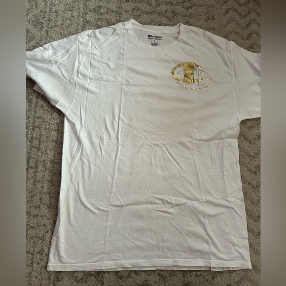 Champion | Shirts | White Champion T Shirt With Gold Logo | Poshmark